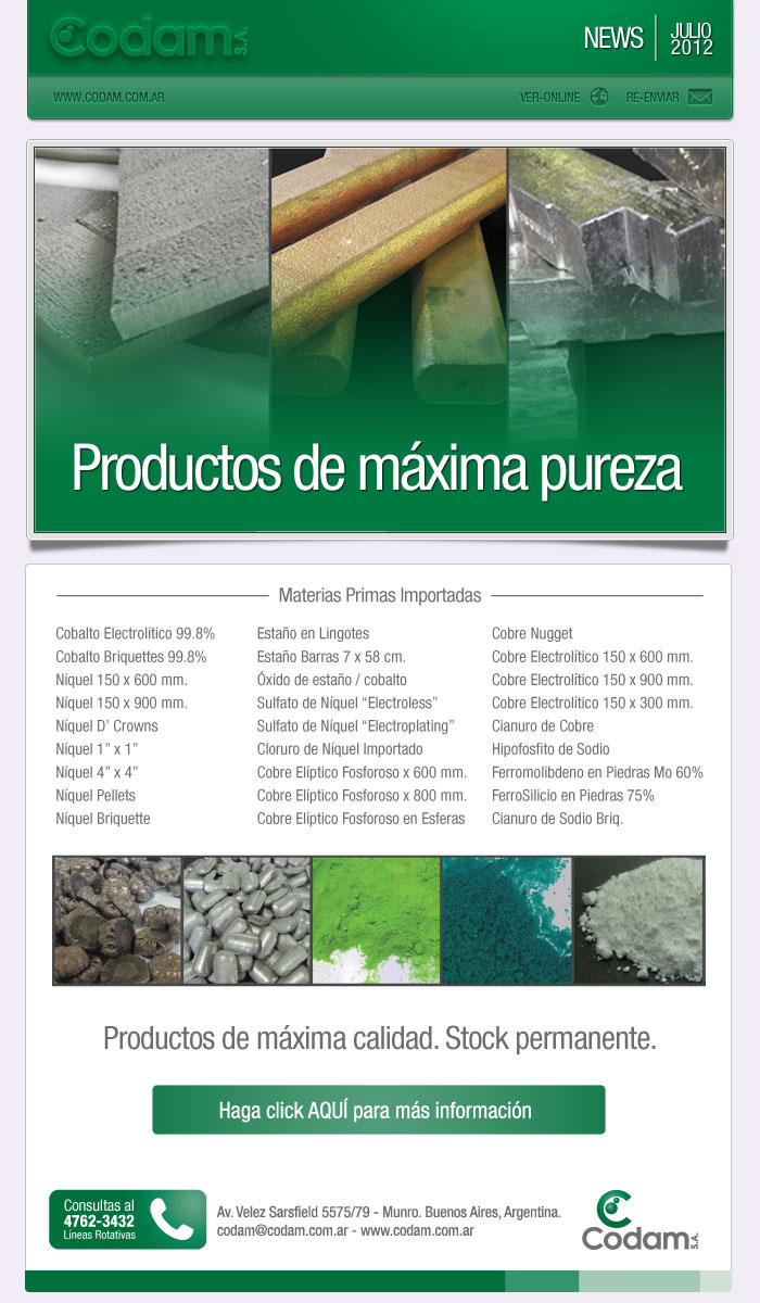 High Purity Products – Codam S.A.